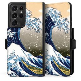 DeinDesign Galaxy S21 Ultra 5G Handy Klapph&uuml;lle Handyh&uuml;lle aus Kunst Leder schwarz Flip Case Katsushika Hokusai Die Gro&szlig;e Welle Vor Kanagawa Kunst Sideflip mit 