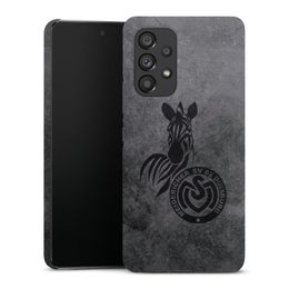DeinDesign Galaxy A53 5G Handy Premium Case Smartphone Handyh&uuml;lle Schutzh&uuml;lle gl&auml;nzend Msv Duisburg Zebra Official Licensed Product Premium Case