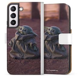 DeinDesign Galaxy S22 Handy Klapph&uuml;lle Handyh&uuml;lle aus Kunst Leder wei&szlig; Flip Case The Child Star Wars Baby Yoda Sideflip mit Lasche