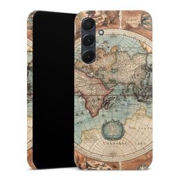 DeinDesign Galaxy A55 5G Handy Premium Case Smartphone Handyh&uuml;lle Schutzh&uuml;lle matt Vintage Map World Map Premium Case