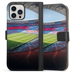 DeinDesign iPhone 13 Pro Max Handy Klapph&uuml;lle Handyh&uuml;lle aus Kunst Leder schwarz Flip Case Fcb Fc Bayern M&uuml;nchen Stadium Sideflip mit langer Lasche