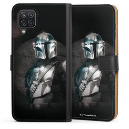 DeinDesign Galaxy A12 Handy Klapphülle Handyhülle aus Kunst Leder schwarz Flip Case Official Licensed Product Star Wars The Mandalorian Sideflip mit langer 