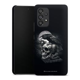 DeinDesign Galaxy A53 5G Handy Premium Case Smartphone Handyh&uuml;lle Schutzh&uuml;lle gl&auml;nzend Skull Raven Skulls Premium Case