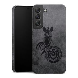 DeinDesign Galaxy S22 Handy Premium Case Smartphone Handyh&uuml;lle Schutzh&uuml;lle matt Official Licensed Product Msv Duisburg Zebra Premium Case