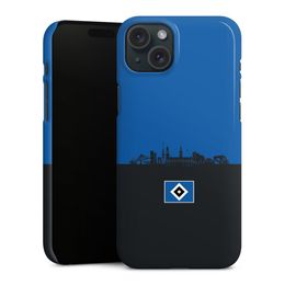 DeinDesign iPhone 15 Plus Handy Premium Case Smartphone Handyh&uuml;lle Schutzh&uuml;lle gl&auml;nzend Hsv Skyline Hamburg Premium Case