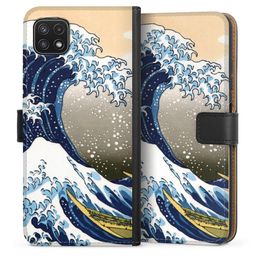 DeinDesign Galaxy A22 5G Handy Klapph&uuml;lle Handyh&uuml;lle aus Kunst Leder schwarz Flip Case Die Gro&szlig;e Welle Vor Kanagawa Katsushika Hokusai Kunst Sideflip mit langer 