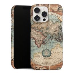 DeinDesign iPhone 15 Pro Max Handy Premium Case Smartphone Handyh&uuml;lle Schutzh&uuml;lle matt Vintage Map World Map Premium Case