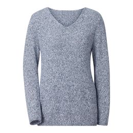 WITT Damen Strickpullover aus Melangegarn, blau-meliert, Gr&ouml;&szlig;e 52