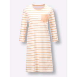 w&auml;schepur w&auml;schepur Damen Sleepshirts im Baumwoll-Mix, apricot + apricot-ecru-gestreift, Gr&ouml;&szlig;e 44/46
