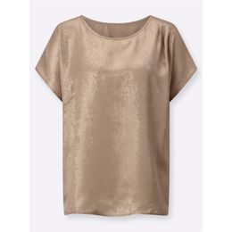 WITT Damen Schlupf-Bluse mit Metallic-Beschichtung, goldfarben, Gr&ouml;&szlig;e 44