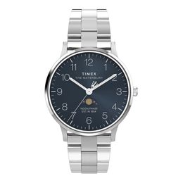 Timex Analoguhr 'Waterbury Classic Moon Phase' Herren Gr&ouml;&szlig;e One Size blau / silber