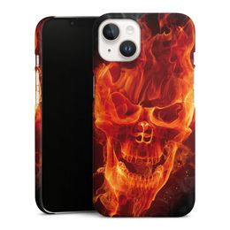 DeinDesign iPhone 14 Handy Premium Case Smartphone Handyh&uuml;lle Schutzh&uuml;lle matt Totenkopf Skull Fire Premium Case