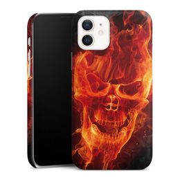 DeinDesign iPhone 12 Handy Premium Case Smartphone Handyh&uuml;lle Schutzh&uuml;lle matt Fire Skull Totenkopf Premium Case