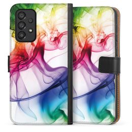 DeinDesign Galaxy A33 5G Handy Klapph&uuml;lle Handyh&uuml;lle aus Kunst Leder schwarz Flip Case Colour Rainbow Water Sideflip mit langer Lasche