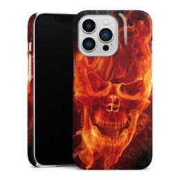 DeinDesign iPhone 13 Pro Handy Premium Case Smartphone Handyh&uuml;lle Schutzh&uuml;lle gl&auml;nzend Totenkopf Skull Fire Premium Case