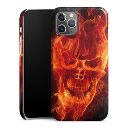 DeinDesign iPhone 12 Pro Handy Premium Case Smartphone Handyh&uuml;lle Schutzh&uuml;lle gl&auml;nzend Fire Skull Totenkopf Premium Case