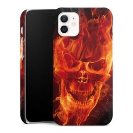 DeinDesign iPhone 12 mini Handy Premium Case Smartphone Handyh&uuml;lle Schutzh&uuml;lle matt Fire Skull Totenkopf Premium Case