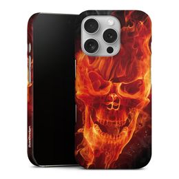 DeinDesign iPhone 16 Pro Handy Premium Case Smartphone Handyh&uuml;lle Schutzh&uuml;lle matt Totenkopf Skull Fire Premium Case