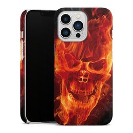 DeinDesign iPhone 13 Pro Handy Premium Case Smartphone Handyh&uuml;lle Schutzh&uuml;lle matt Totenkopf Skull Fire Premium Case