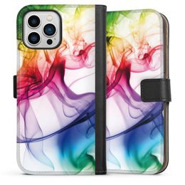 DeinDesign iPhone 13 Pro Max Handy Klapph&uuml;lle Handyh&uuml;lle aus Kunst Leder schwarz Flip Case Rainbow Colour Water Sideflip mit langer Lasche