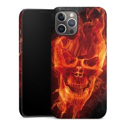 DeinDesign iPhone 12 Pro Max Handy Premium Case Smartphone Handyh&uuml;lle Schutzh&uuml;lle matt Totenkopf Skull Fire Premium Case