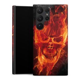 DeinDesign Galaxy S23 Ultra Handy Premium Case Smartphone Handyh&uuml;lle Schutzh&uuml;lle gl&auml;nzend Totenkopf Skull Fire Premium Case
