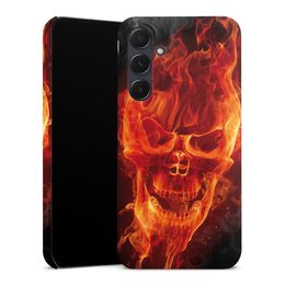 DeinDesign Galaxy A55 5G Handy Premium Case Smartphone Handyh&uuml;lle Schutzh&uuml;lle matt Totenkopf Skull Fire Premium Case