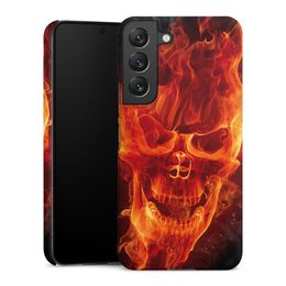 DeinDesign Galaxy S22 Handy Premium Case Smartphone Handyh&uuml;lle Schutzh&uuml;lle matt Totenkopf Skull Fire Premium Case