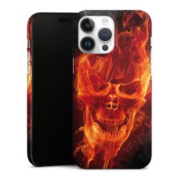 DeinDesign iPhone 14 Pro Max Handy Premium Case Smartphone Handyh&uuml;lle Schutzh&uuml;lle matt Totenkopf Skull Fire Premium Case