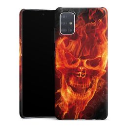 DeinDesign Galaxy A51 Handy Premium Case Smartphone Handyh&uuml;lle Schutzh&uuml;lle gl&auml;nzend Totenkopf Skull Fire Premium Case