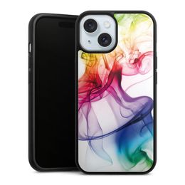 DeinDesign iPhone 15 Handy Gallery Case Handyh&uuml;lle 9H Geh&auml;rtetes Glas R&uuml;ckseite H&uuml;lle Rainbow Colour Water Gallery Case