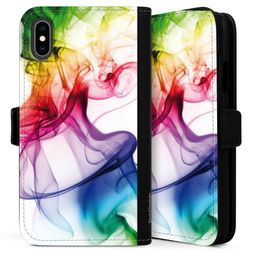DeinDesign iPhone X Handy Klapph&uuml;lle Handyh&uuml;lle aus Kunst Leder schwarz Flip Case Rainbow Colour Water Sideflip mit langer Lasche