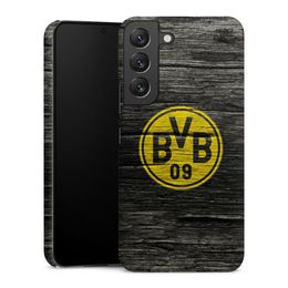 DeinDesign Galaxy S22 Handy Premium Case Smartphone Handyh&uuml;lle Schutzh&uuml;lle matt Wooden Look Bvb Borussia Dortmund Premium Case
