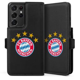 DeinDesign Galaxy S21 Ultra 5G Handy Klapph&uuml;lle Handyh&uuml;lle aus Kunst Leder schwarz Flip Case Star Fcb Fc Bayern M&uuml;nchen Sideflip mit Lasche