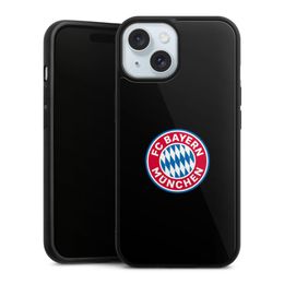 DeinDesign iPhone 15 Handy Gallery Case Handyh&uuml;lle 9H Geh&auml;rtetes Glas R&uuml;ckseite H&uuml;lle Fc Bayern M&uuml;nchen Logo Official Licensed Product Gallery Case