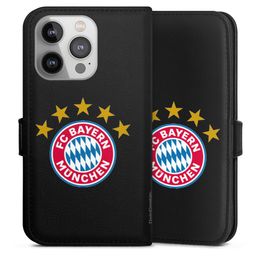 DeinDesign iPhone 14 Pro Handy Klapph&uuml;lle Handyh&uuml;lle aus Kunst Leder schwarz Flip Case Star Fcb Fc Bayern M&uuml;nchen Sideflip mit langer Lasche
