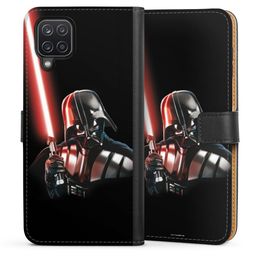 DeinDesign Galaxy A12 Handy Klapph&uuml;lle Handyh&uuml;lle aus Kunst Leder schwarz Flip Case Darth Vader Merchandise Star Wars Sideflip mit langer Lasche