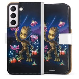 DeinDesign Galaxy S22 Handy Klapph&uuml;lle Handyh&uuml;lle aus Kunst Leder wei&szlig; Flip Case Baby Groot Marvel Guardians Of The Galaxy Sideflip mit Lasche