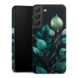 DeinDesign Galaxy S22 Handy Premium Case Smartphone Handyh&uuml;lle Schutzh&uuml;lle matt Eukalyptus Leaves Black Premium Case