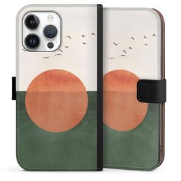 DeinDesign iPhone 14 Pro Max Handy Klapph&uuml;lle Handyh&uuml;lle aus Kunst Leder schwarz Flip Case Sunshine Bird Sunset Sideflip mit Lasche
