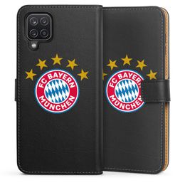 DeinDesign Galaxy A12 Handy Klapph&uuml;lle Handyh&uuml;lle aus Kunst Leder schwarz Flip Case Star Fc Bayern M&uuml;nchen Fcb Sideflip mit langer Lasche