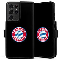 DeinDesign Galaxy S21 Ultra 5G Handy Klapph&uuml;lle Handyh&uuml;lle aus Kunst Leder schwarz Flip Case Fc Bayern M&uuml;nchen Logo Official Licensed Product Sideflip mit Lasche