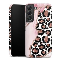 DeinDesign Galaxy S22 Handy Premium Case Smartphone Handyh&uuml;lle Schutzh&uuml;lle matt Leopard Glitzer Marble Premium Case