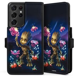DeinDesign Galaxy S21 Ultra 5G Handy Klapph&uuml;lle Handyh&uuml;lle aus Kunst Leder schwarz Flip Case Baby Groot Marvel Guardians Of The Galaxy Sideflip mit Lasche