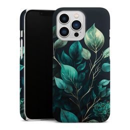 DeinDesign iPhone 13 Pro Handy Premium Case Smartphone Handyh&uuml;lle Schutzh&uuml;lle matt Eukalyptus Leaves Black Premium Case