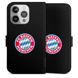DeinDesign iPhone 14 Pro Handy Klapph&uuml;lle Handyh&uuml;lle aus Kunst Leder schwarz Flip Case Fc Bayern M&uuml;nchen Logo Official Licensed Product Sideflip mit langer 