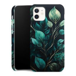 DeinDesign iPhone 12 mini Handy Premium Case Smartphone Handyh&uuml;lle Schutzh&uuml;lle matt Leaves Black Eukalyptus Premium Case