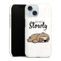DeinDesign iPhone 15 Handy Premium Case Smartphone Handyhülle Schutzhülle matt Lazy Sunday Animals Sloth Premium Case