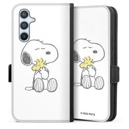 DeinDesign Galaxy A54 5G Handy Klapph&uuml;lle Handyh&uuml;lle aus Kunst Leder schwarz Flip Case Snoopy Love Peanuts Sideflip mit Lasche