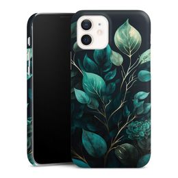 DeinDesign iPhone 12 Handy Premium Case Smartphone Handyh&uuml;lle Schutzh&uuml;lle matt Eukalyptus Leaves Black Premium Case